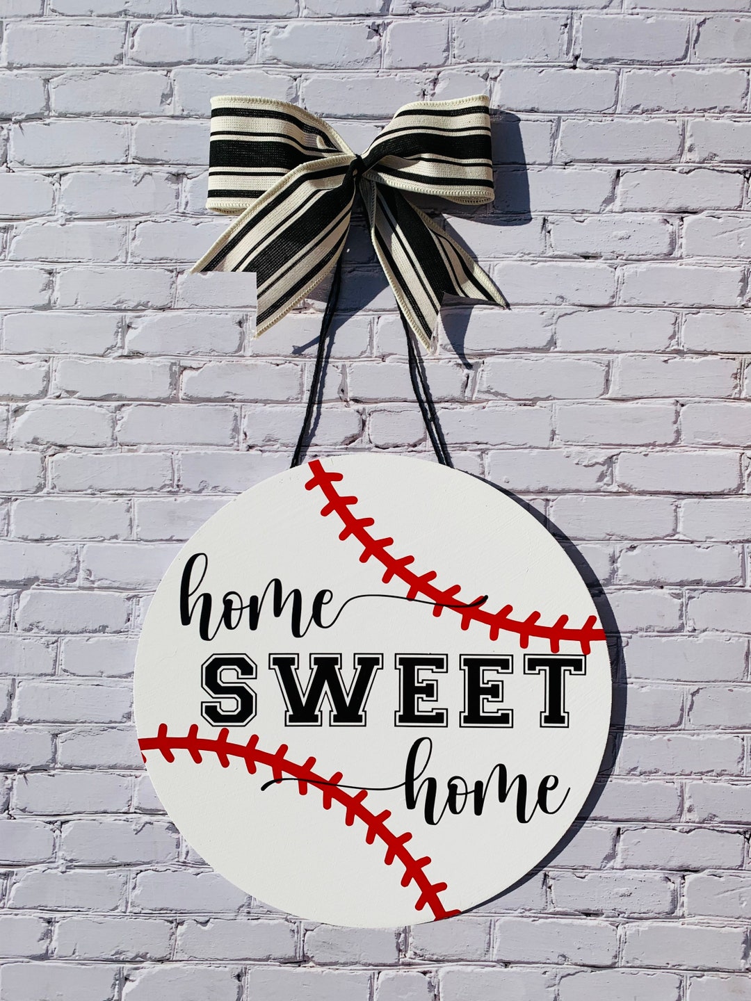 Baseball-themed Home Sweet Home Door Hanger, Baseball Welcome Sign ...