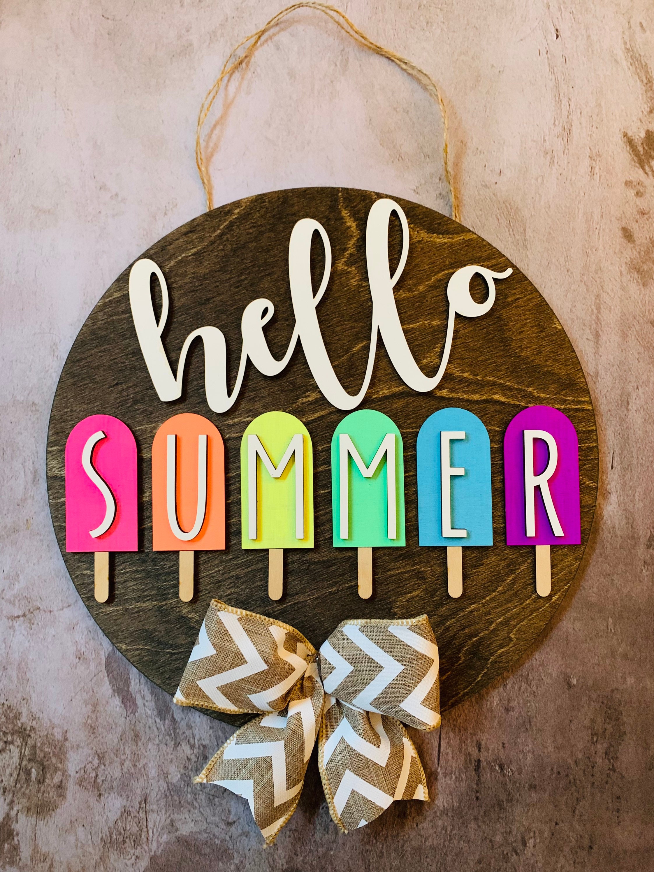 3D Laser Cut Hello Summer Door Hanger Popsicle Hello Summer - Etsy