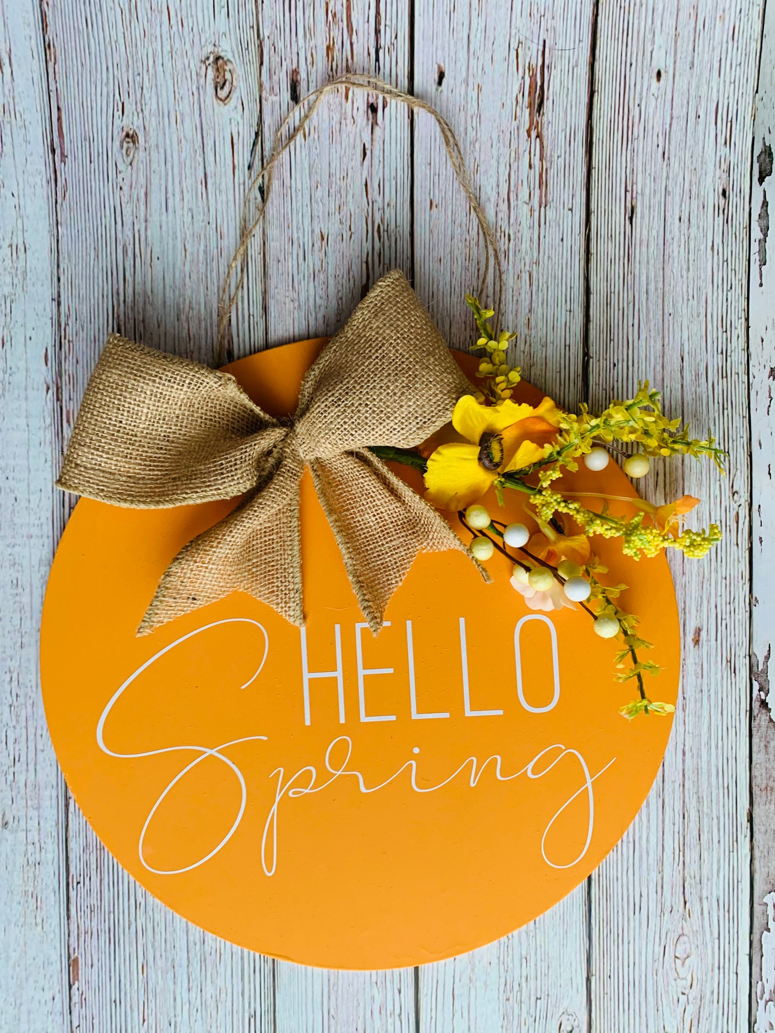 12" Hello Spring Door Hanger, Hello Spring, Spring Flowers Door Hanger ...