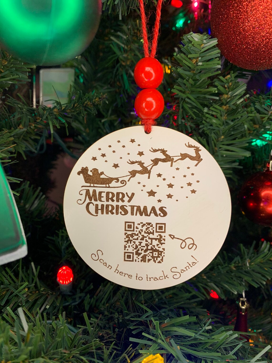 Santa Tracker Ornament - QR Code a Santa Tracker Ornament - Engraved ...