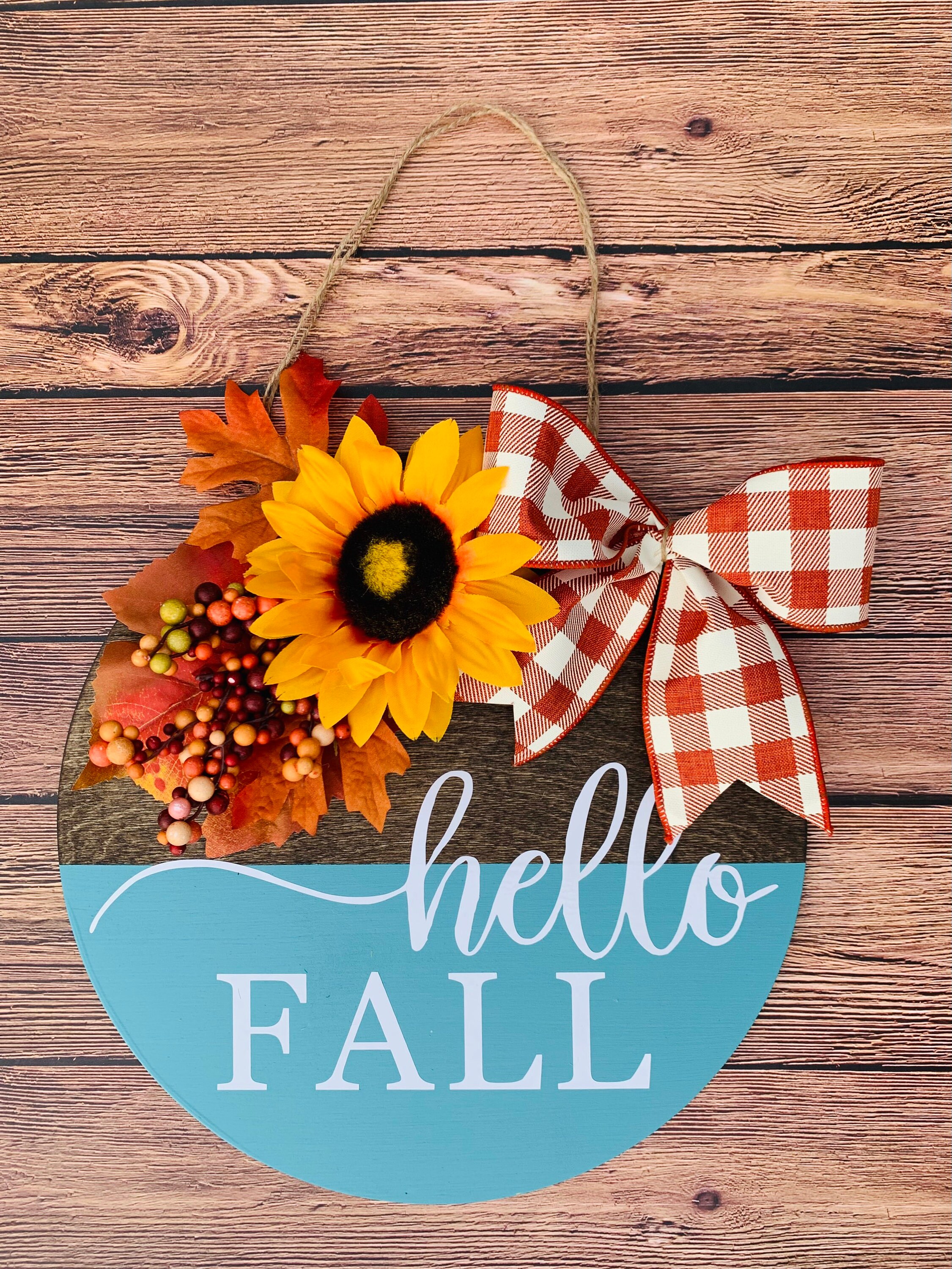 Hello Fall, Welcome Door Hanger, Round Door Hanger, Welcome Door Sign ...