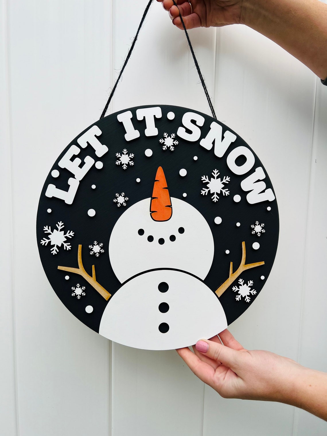 Let It Snow 3D Winter Door Sign Christmas Decor Snowman Door - Etsy