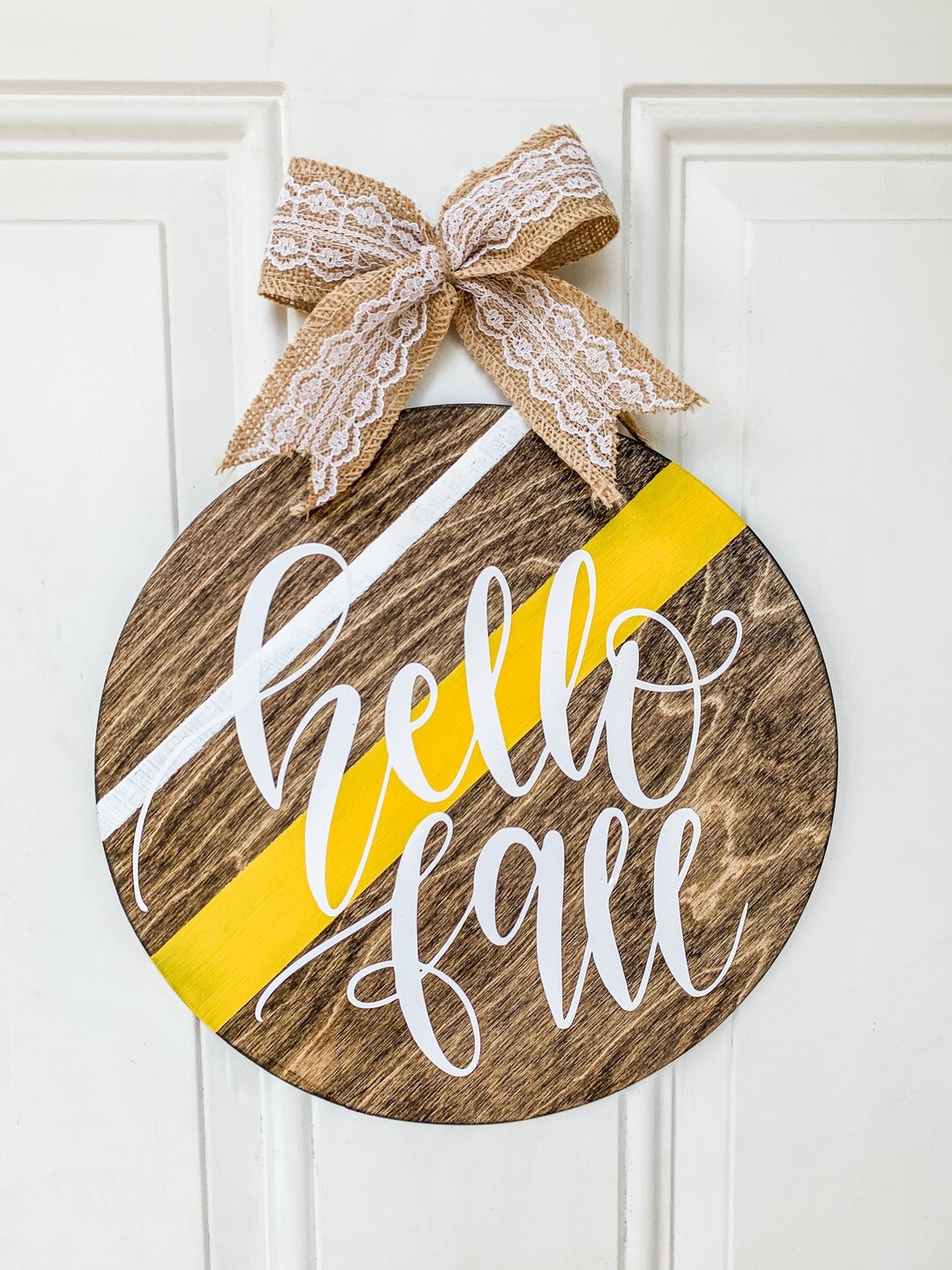 Hello Fall, Welcome Door Hanger, Round Door Hanger, Door Decor, Welcome ...