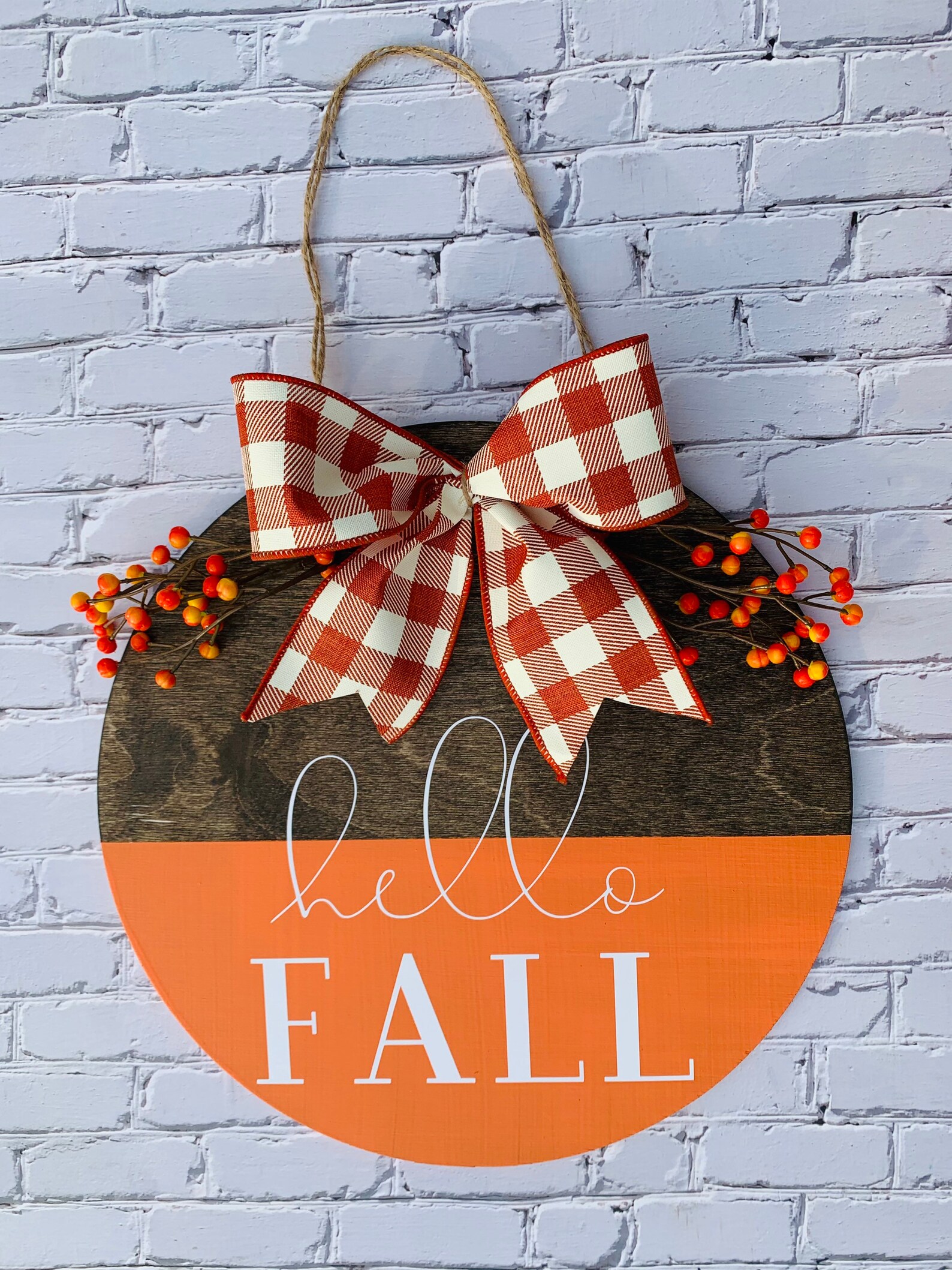 12" Hello Fall, Fall Door Hanger, Round Door Hanger, Hello Fall Door ...
