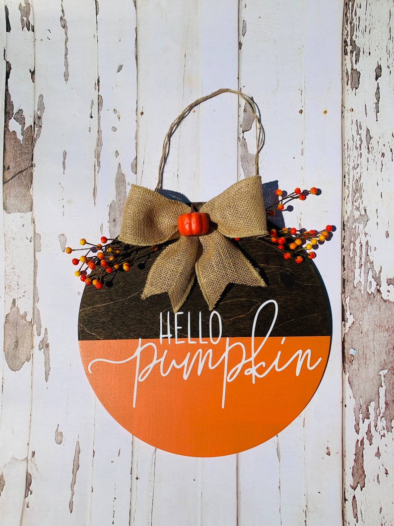 Hello Pumpkin 12 Round Wood Sign Hello Pumpkin Sign | Etsy