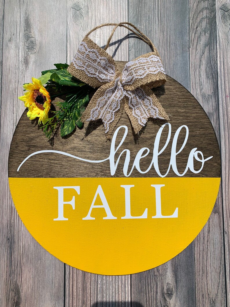 Hello Fall, Welcome Door Hanger, Round Door Hanger, Door Decor, Welcome ...