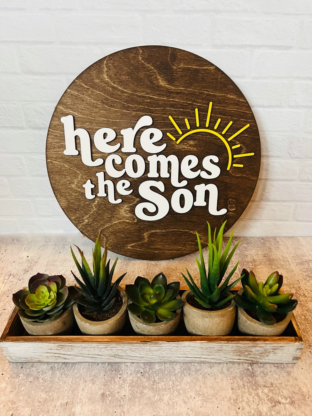 Here Comes the Son Sign, Round Laser Cut Sun Sign, Sunshine Sign for ...
