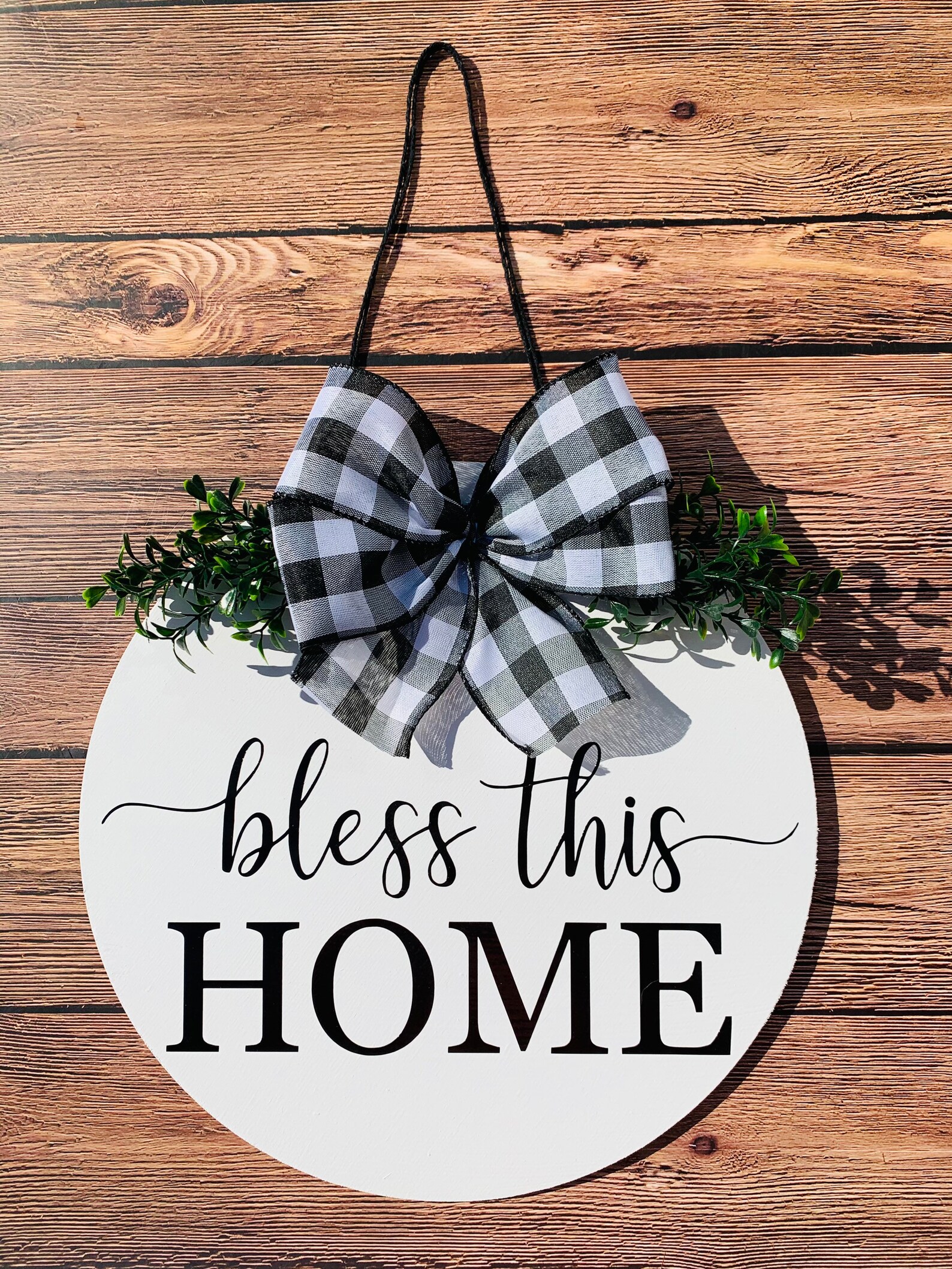 Bless This Home Door Sign, Blessed Door Hanger, Round Wooden Door ...