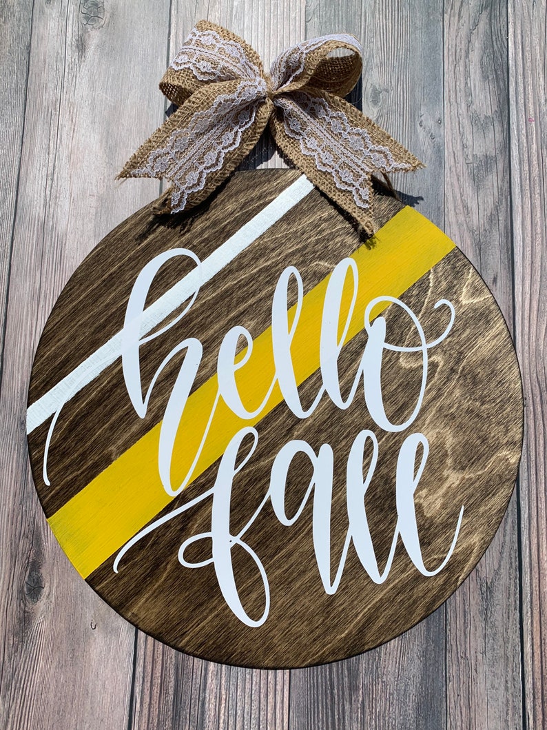 Hello Fall, Welcome Door Hanger, Round Door Hanger, Door Decor, Welcome ...