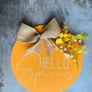 12" Hello Spring Door Hanger, Hello Spring, Spring Flowers Door Hanger ...