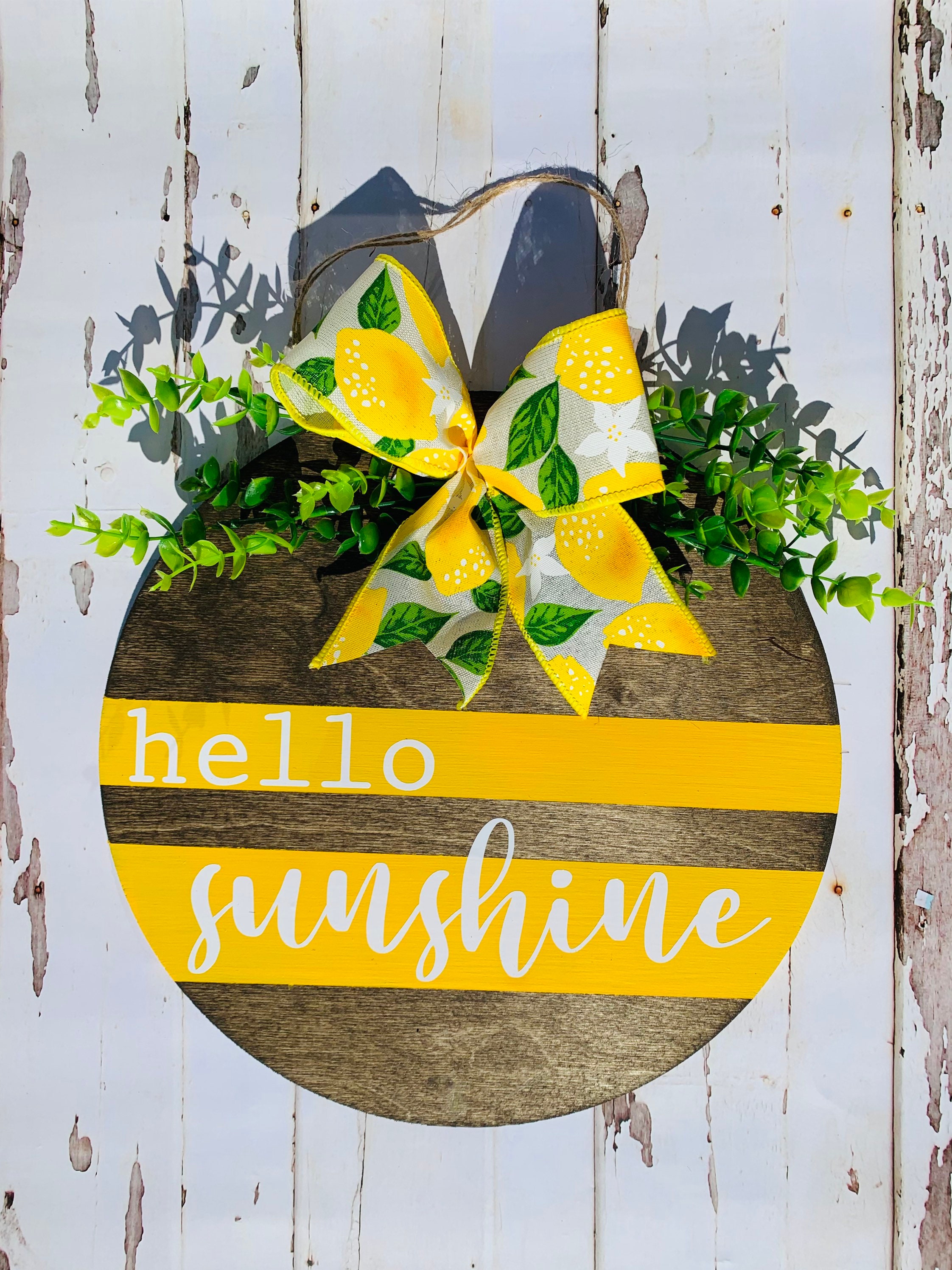 Hello Sunshine Door Hanger Lemon Door Hanger Round Door - Etsy