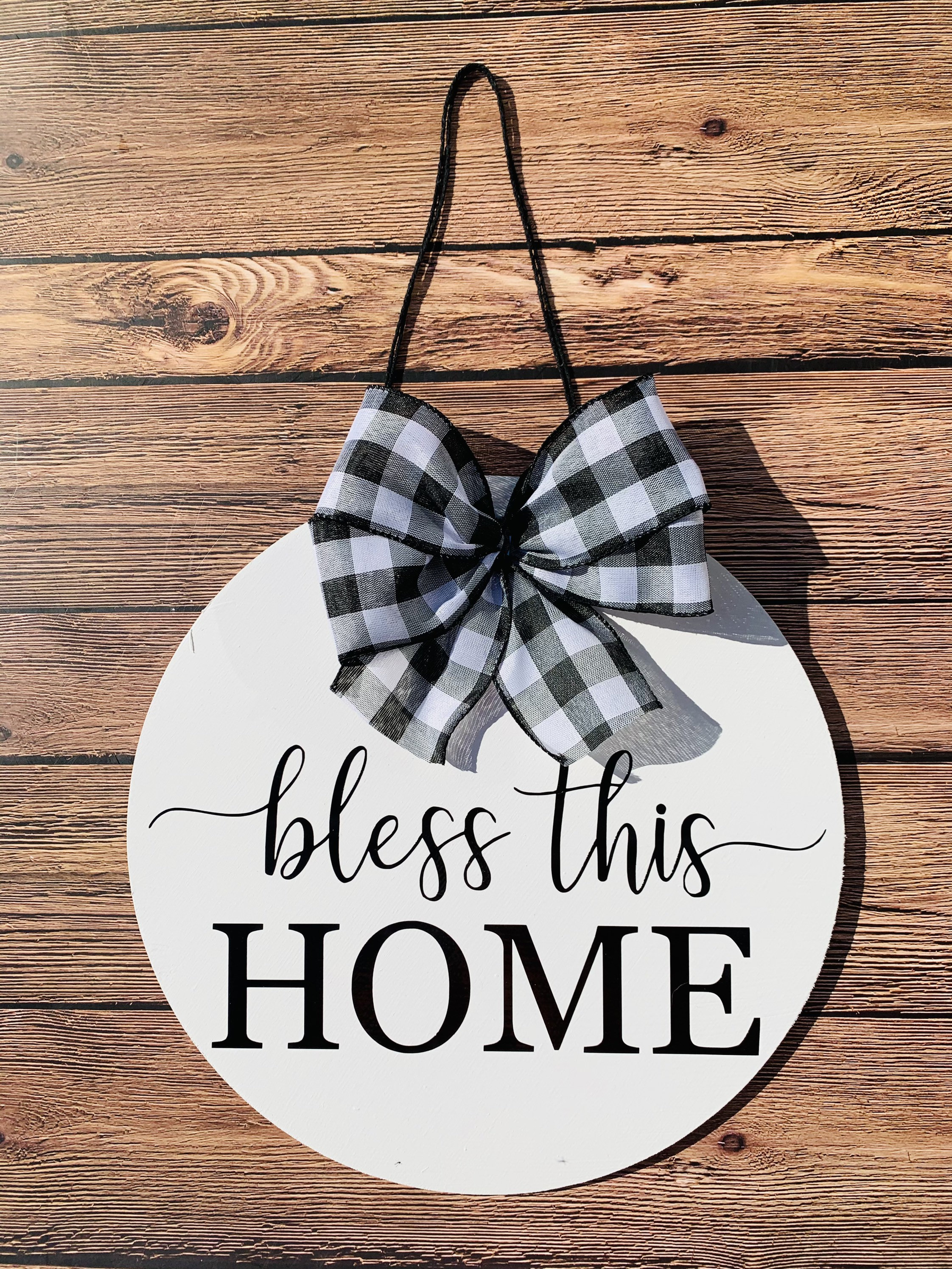 Bless This Home Door Sign, Blessed Door Hanger, Round Wooden Door ...
