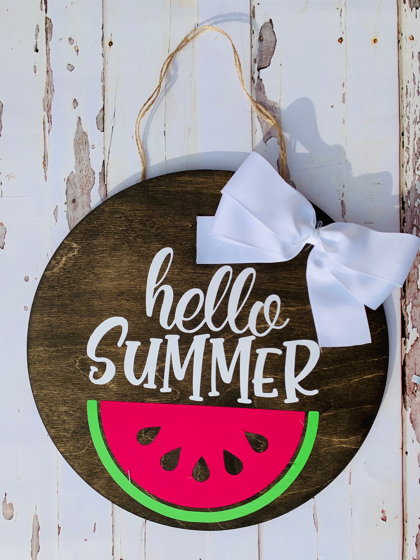 Hello Summer Door Hanger Watermelon Door Wreath Front Door - Etsy