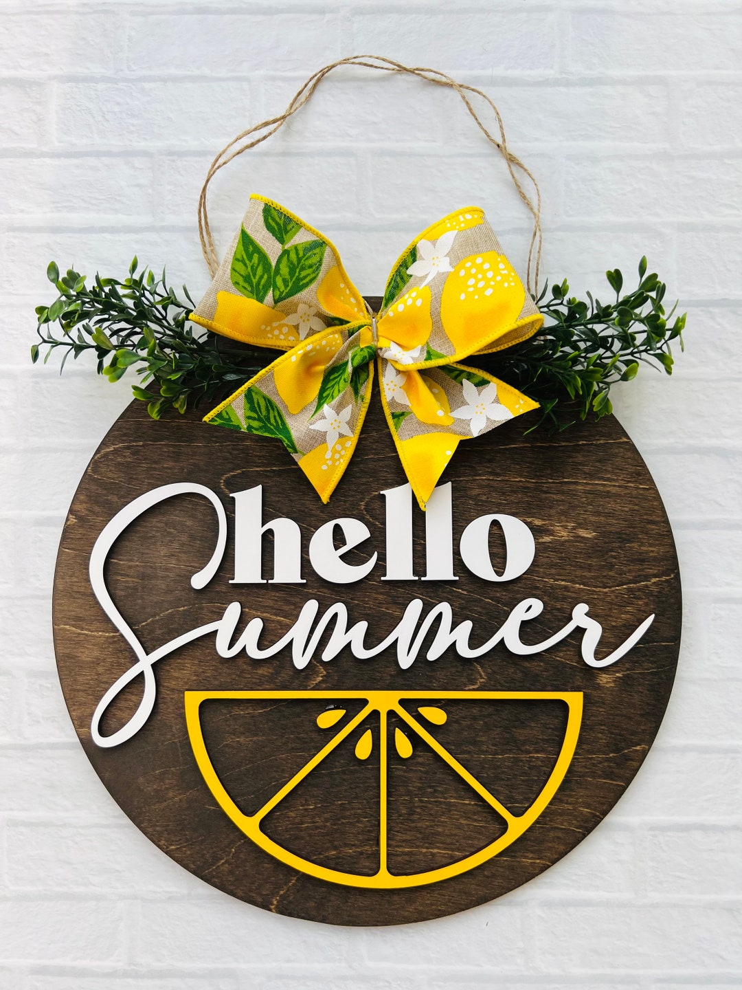 Hello Summer 3D Laser Cut Lemon Door Hanger Laser Cut Summer - Etsy