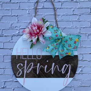 12" Hello Spring Door Hanger, Hello Spring Door Wreath, Spring Flowers ...