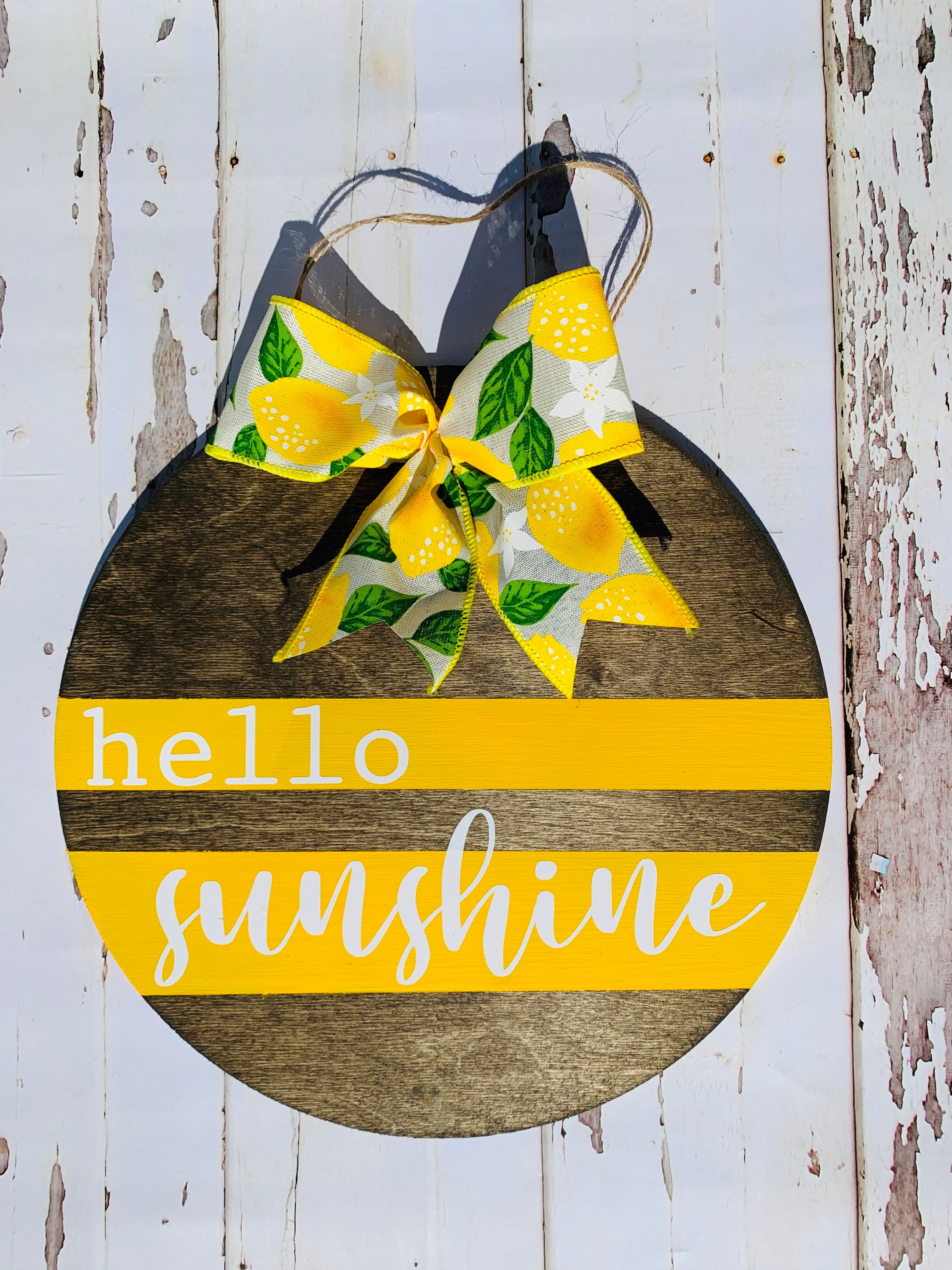 Hello Sunshine Door Hanger Lemon Door Hanger Round Door - Etsy
