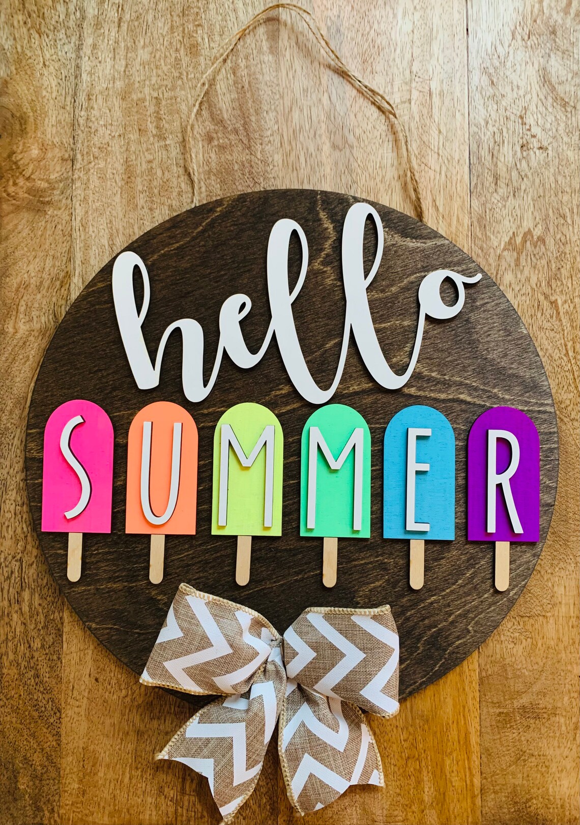 3D Laser Cut Hello Summer Door Hanger Popsicle Hello Summer - Etsy