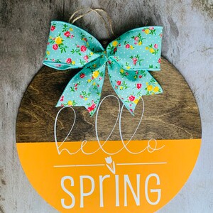 12" Hello Spring Door Hanger, Hello Spring, Spring Flowers Door Hanger ...