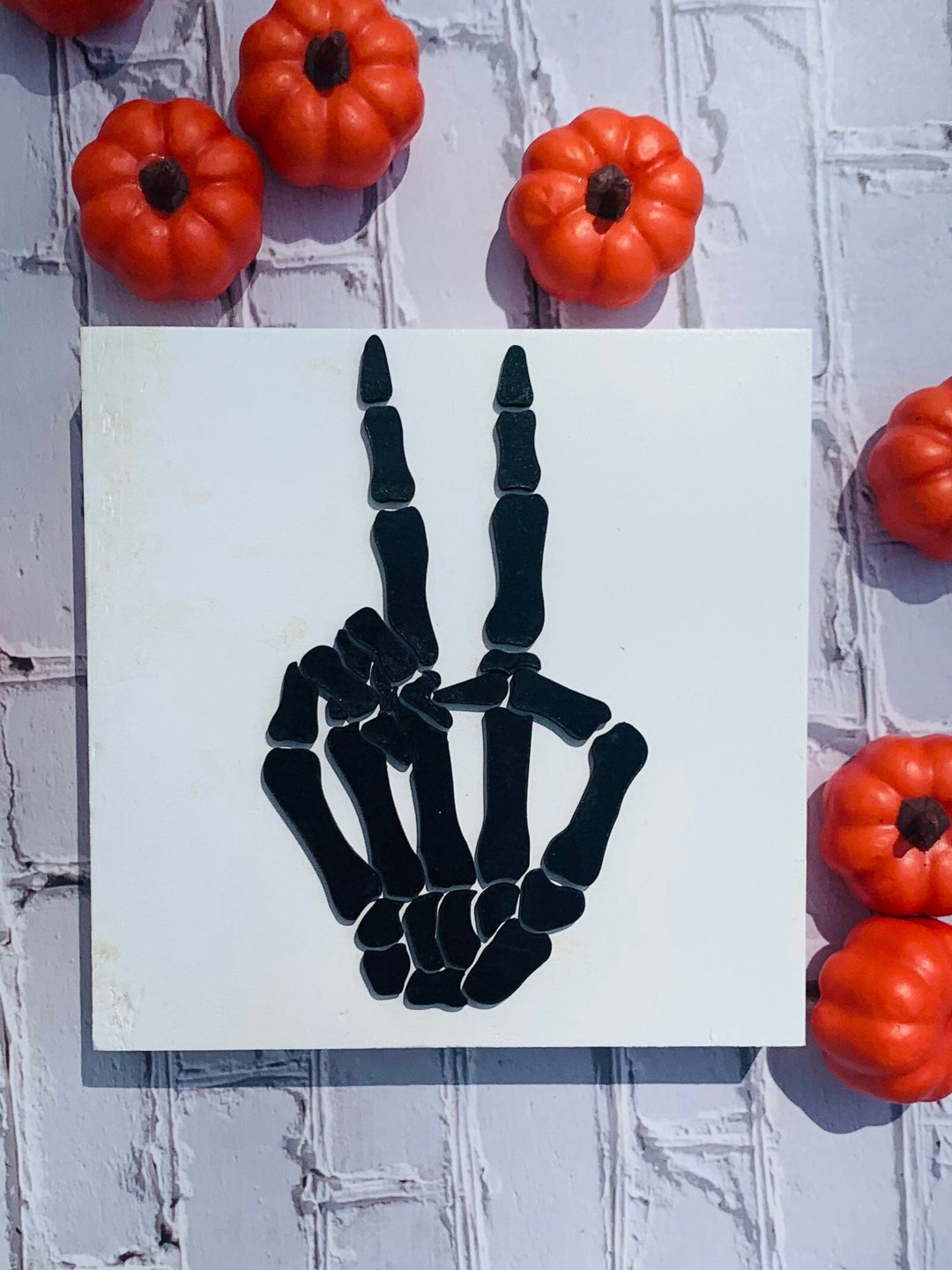 Skeleton Hands Block Decor, Skeleton Peace Sign Block, Skeleton Peace ...