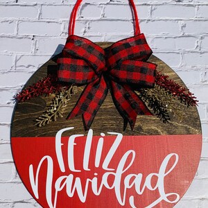 Feliz Navidad Door Sign | Holiday Decor | Merry Christmas Door Hanger ...