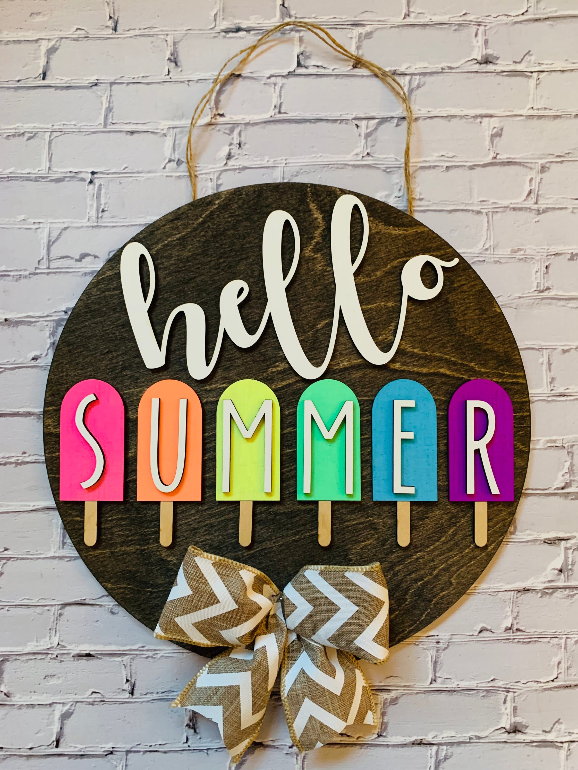 3D Laser Cut Hello Summer Door Hanger Popsicle Hello Summer - Etsy
