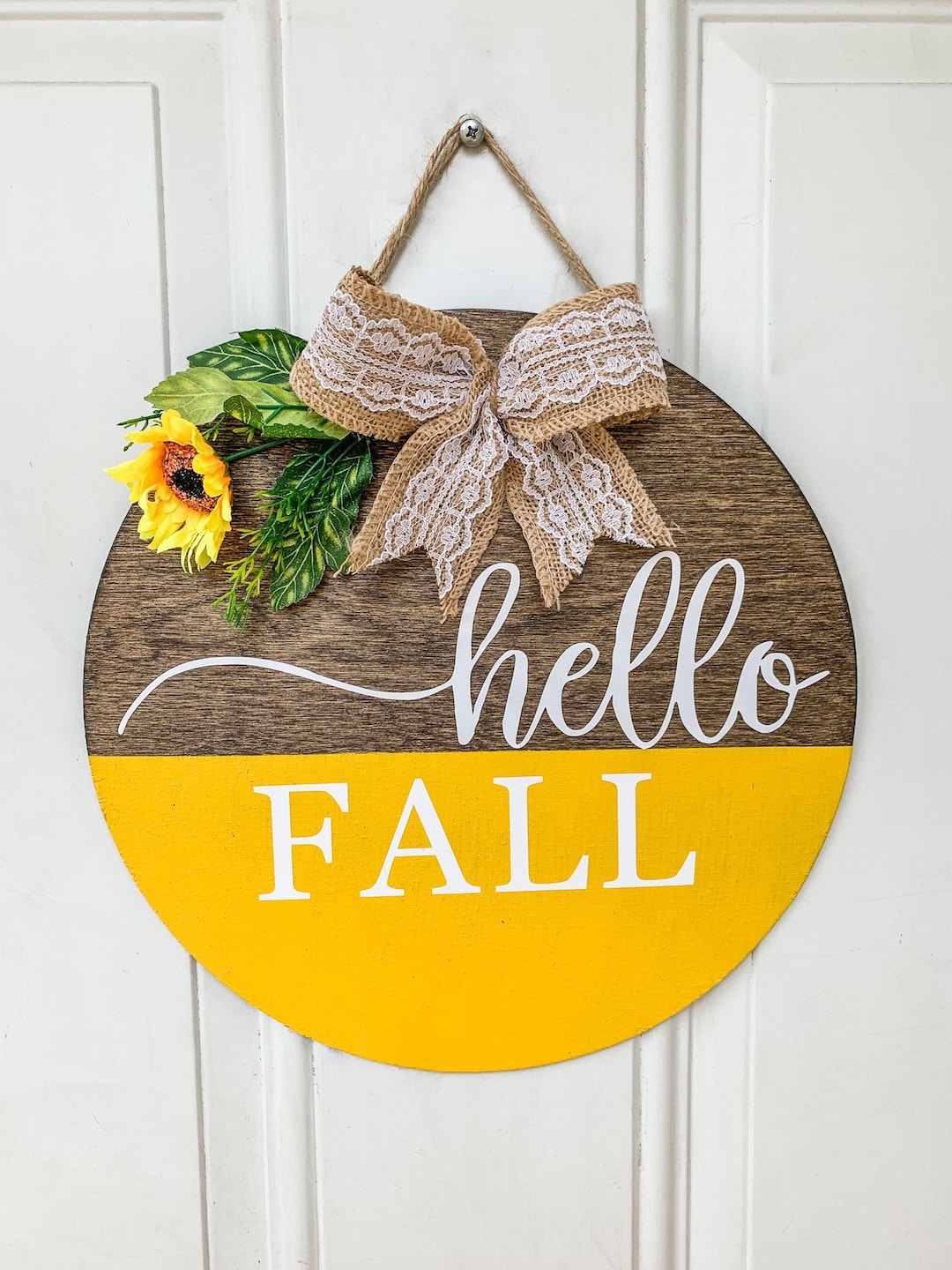Hello Fall, Welcome Door Hanger, Round Door Hanger, Door Decor, Welcome ...