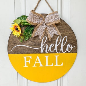 Hello Fall, Welcome Door Hanger, Round Door Hanger, Door Decor, Welcome ...