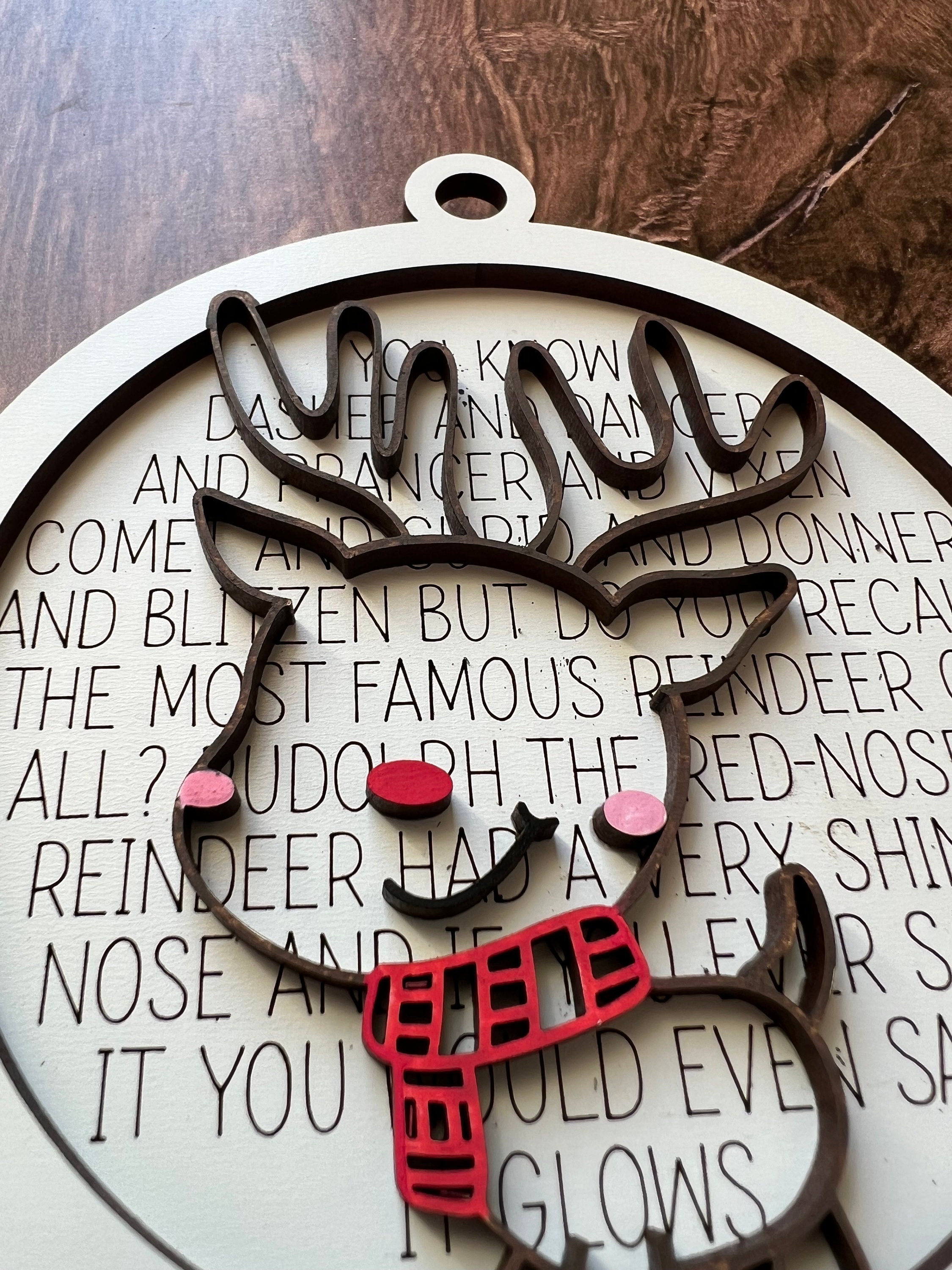 Reindeer Ornament SVG, Christmas Reindeer Lyrics Engraved Word Sign ...