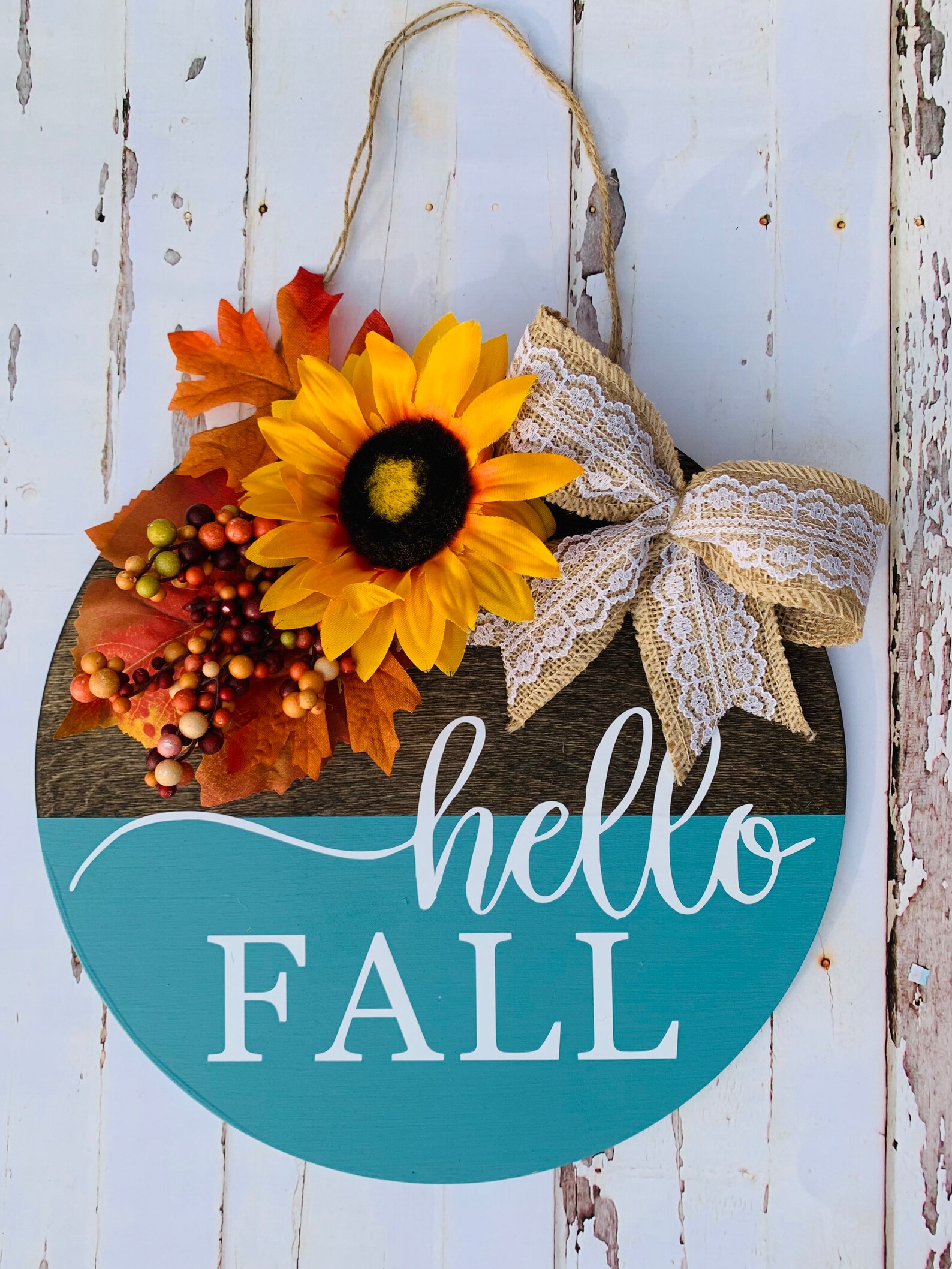 Hello Fall, Welcome Door Hanger, Round Door Hanger, Welcome Door Sign ...