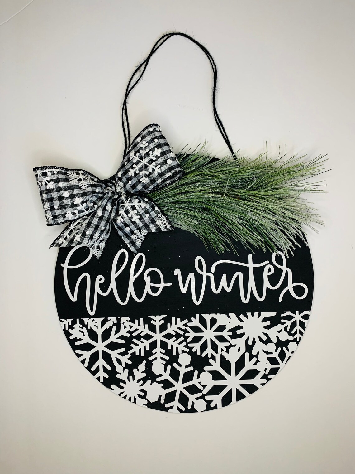 Hello Winter Door Hanger, 12" Hello Winter Sign, Winter Door Decor ...