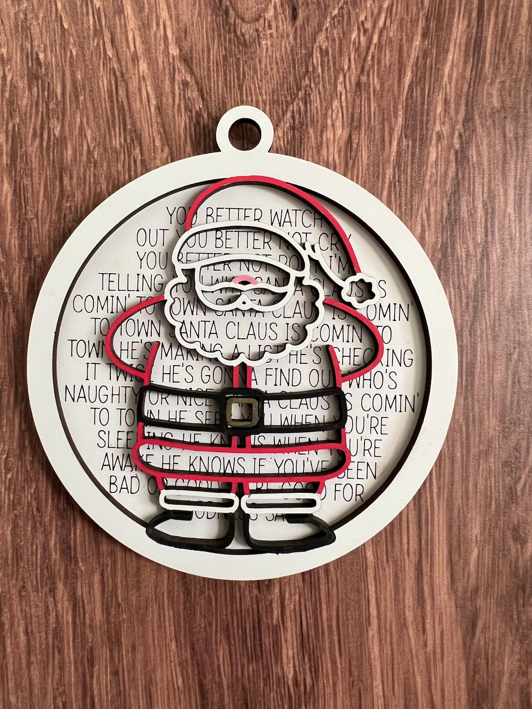 Santa Claus Ornament SVG, Christmas Santa Claus Lyrics Engraved Word ...