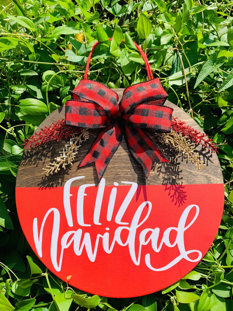 Feliz Navidad Door Sign Holiday Decor Merry Christmas Door - Etsy