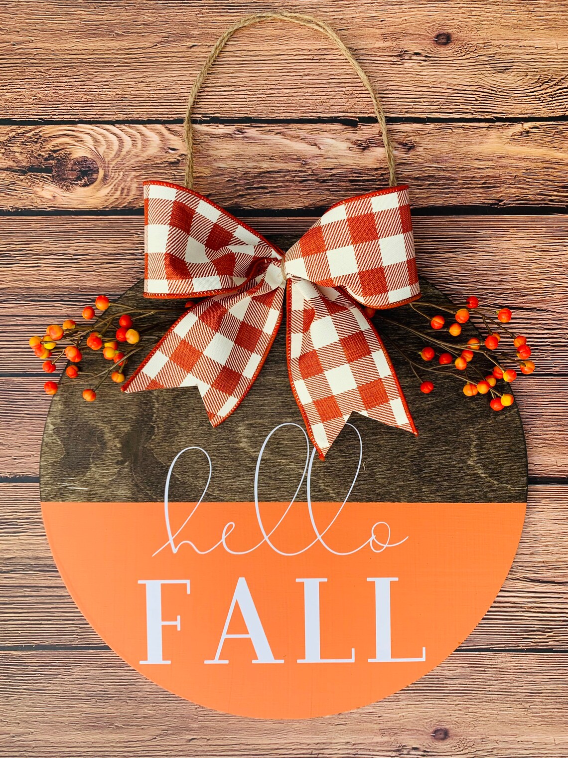 12" Hello Fall, Fall Door Hanger, Round Door Hanger, Hello Fall Door ...