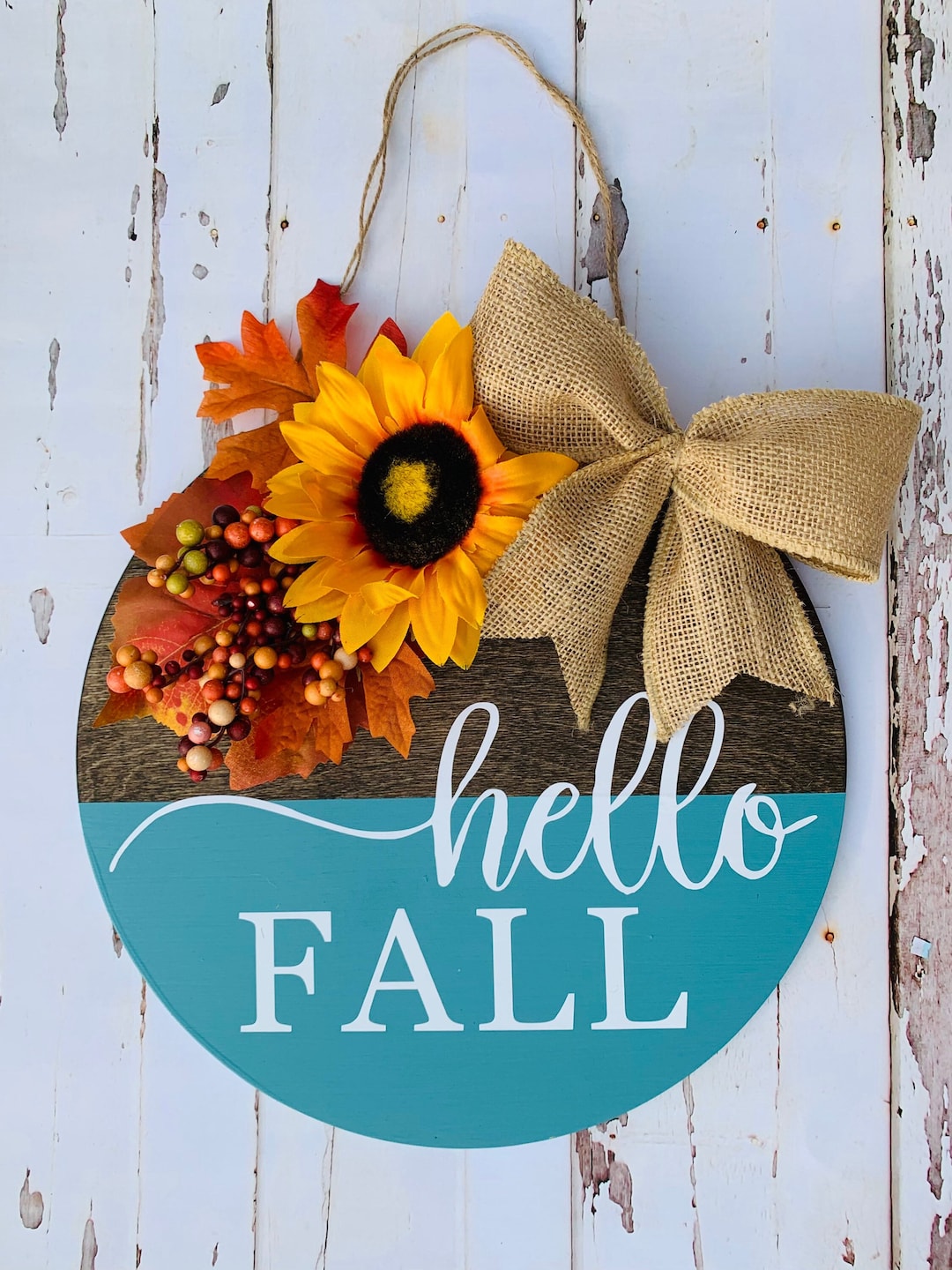 Hello Fall, Welcome Door Hanger, Round Door Hanger, Welcome Door Sign ...