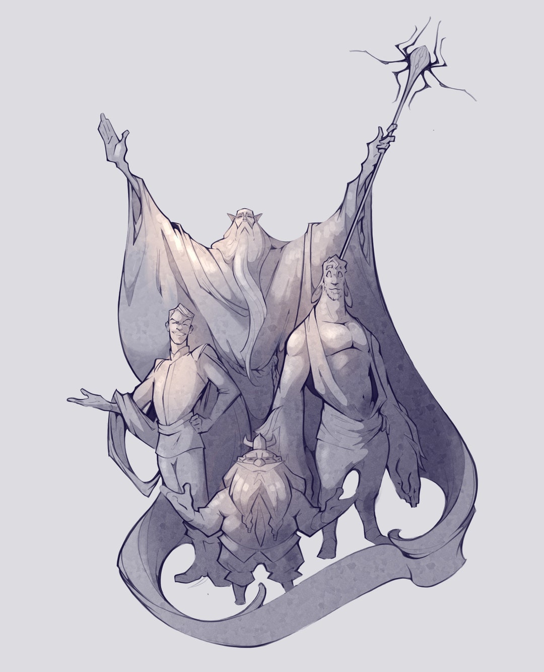 Digital Character Art Commission- Monotone - Etsy