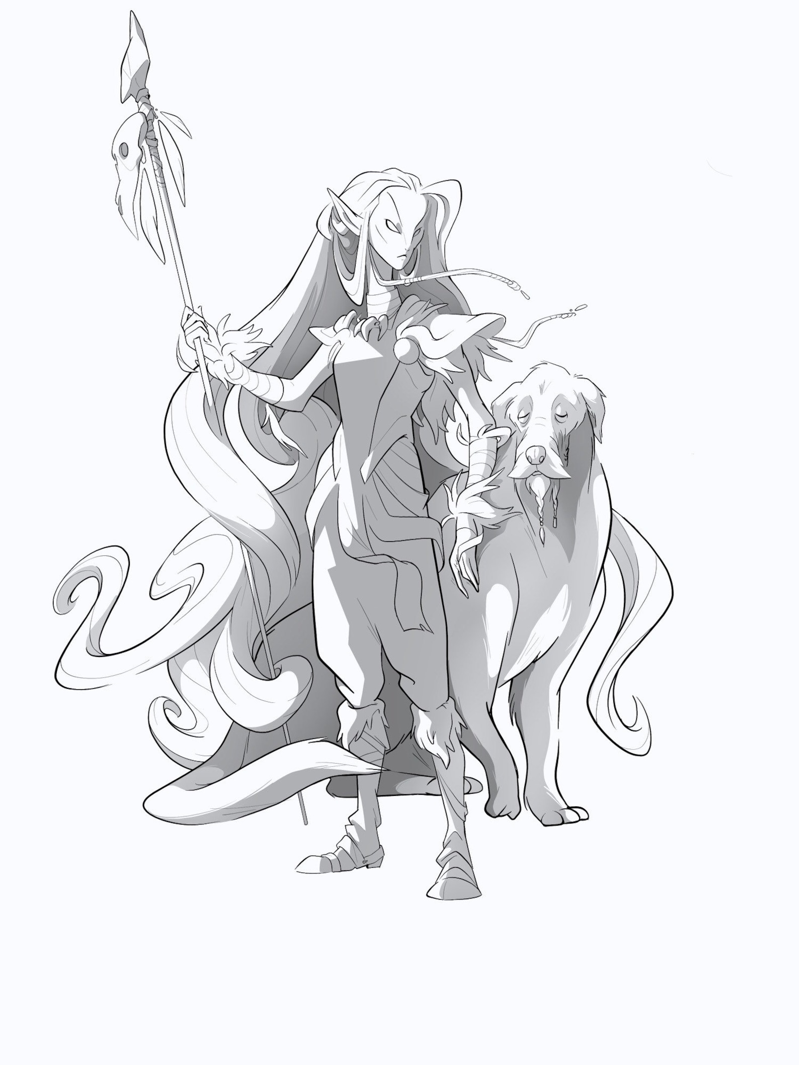 Digital Character Art Commission monotone | Etsy