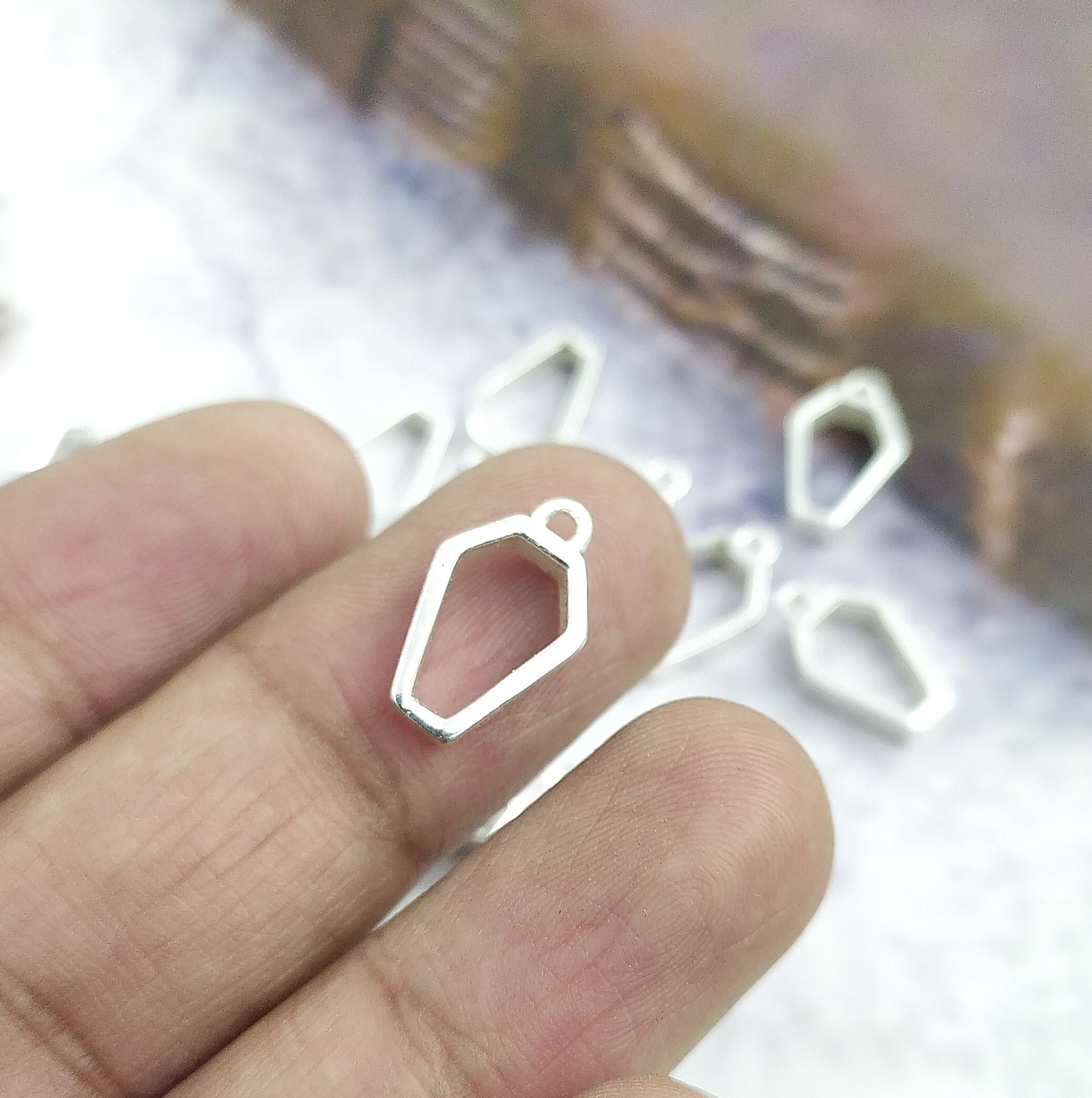 Small Coffin Charms Frames. Open Back Bezel Frames. Hollow Charm Bezel ...