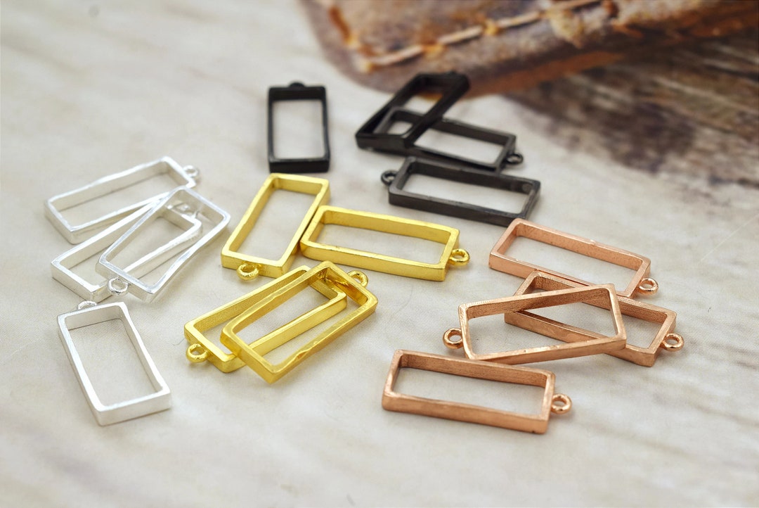 4 Pcs Rectangular Open Blank Bezel for Resin Jewelry. Hollow Blank ...