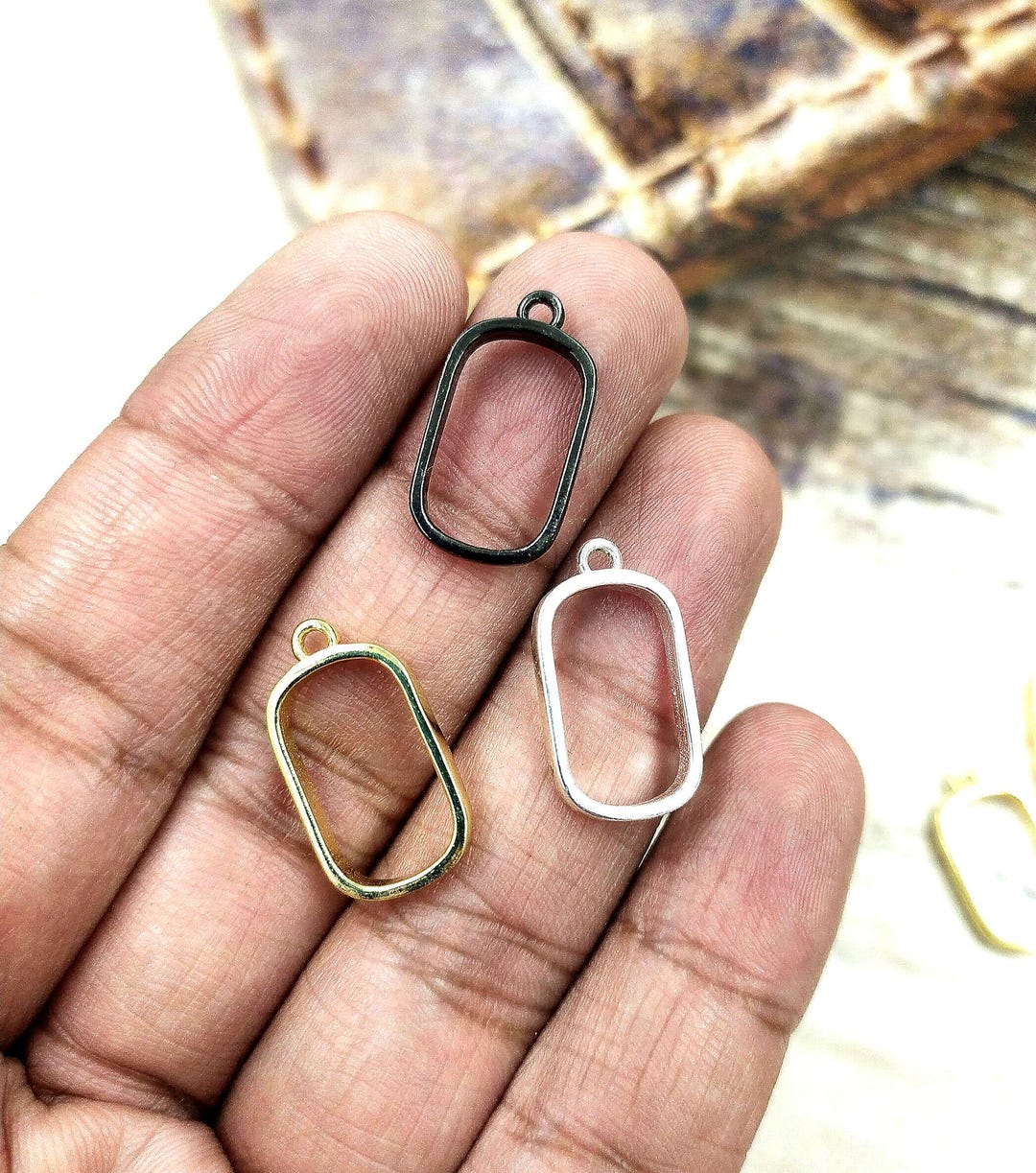 Open Bezel Pendant Frames, Open Back Bezels for Resin Jewelry (12x22mm ...