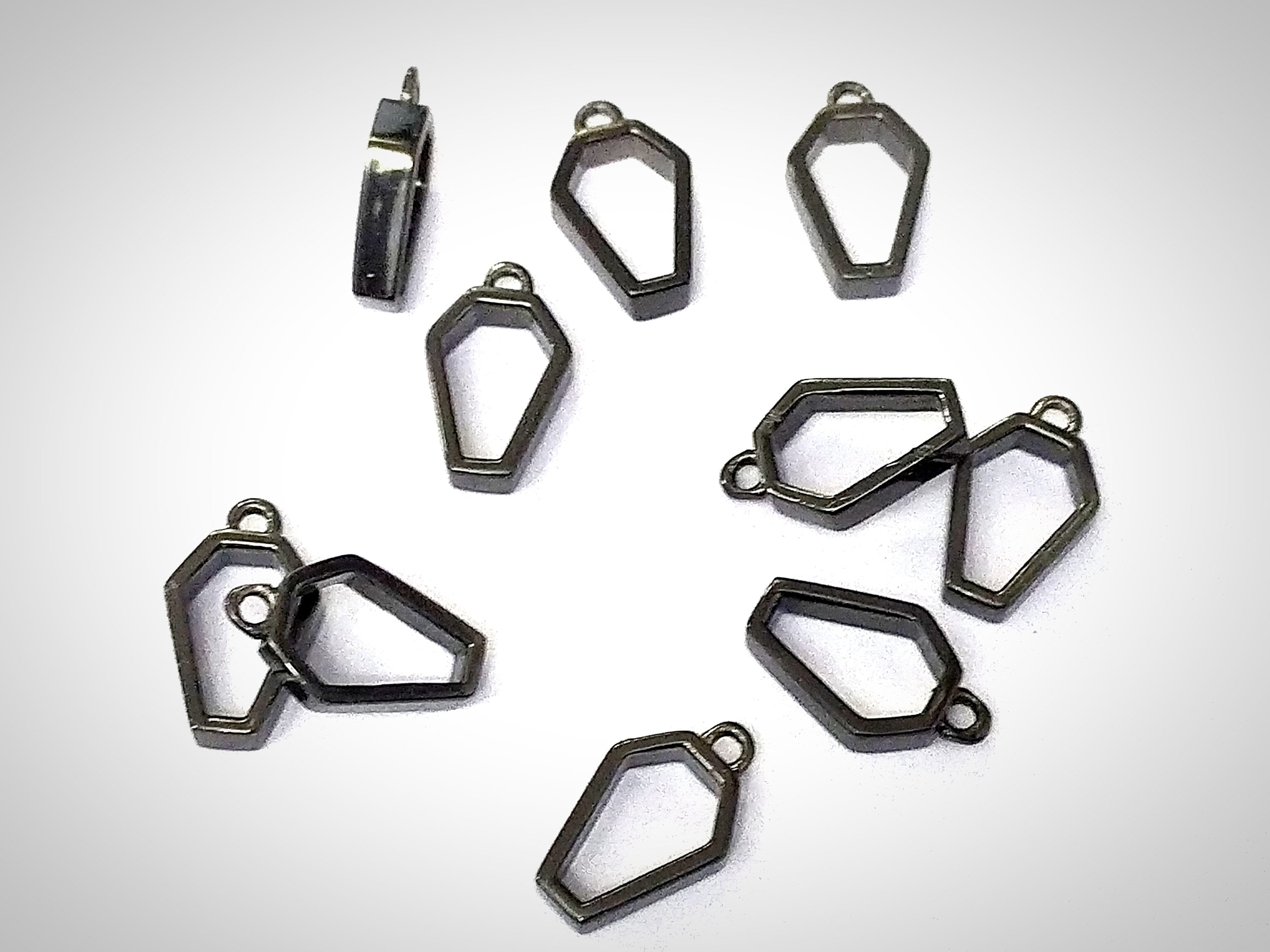 Small Coffin Charms Frames. Open Back Bezel Frames. Hollow Charm Bezel ...