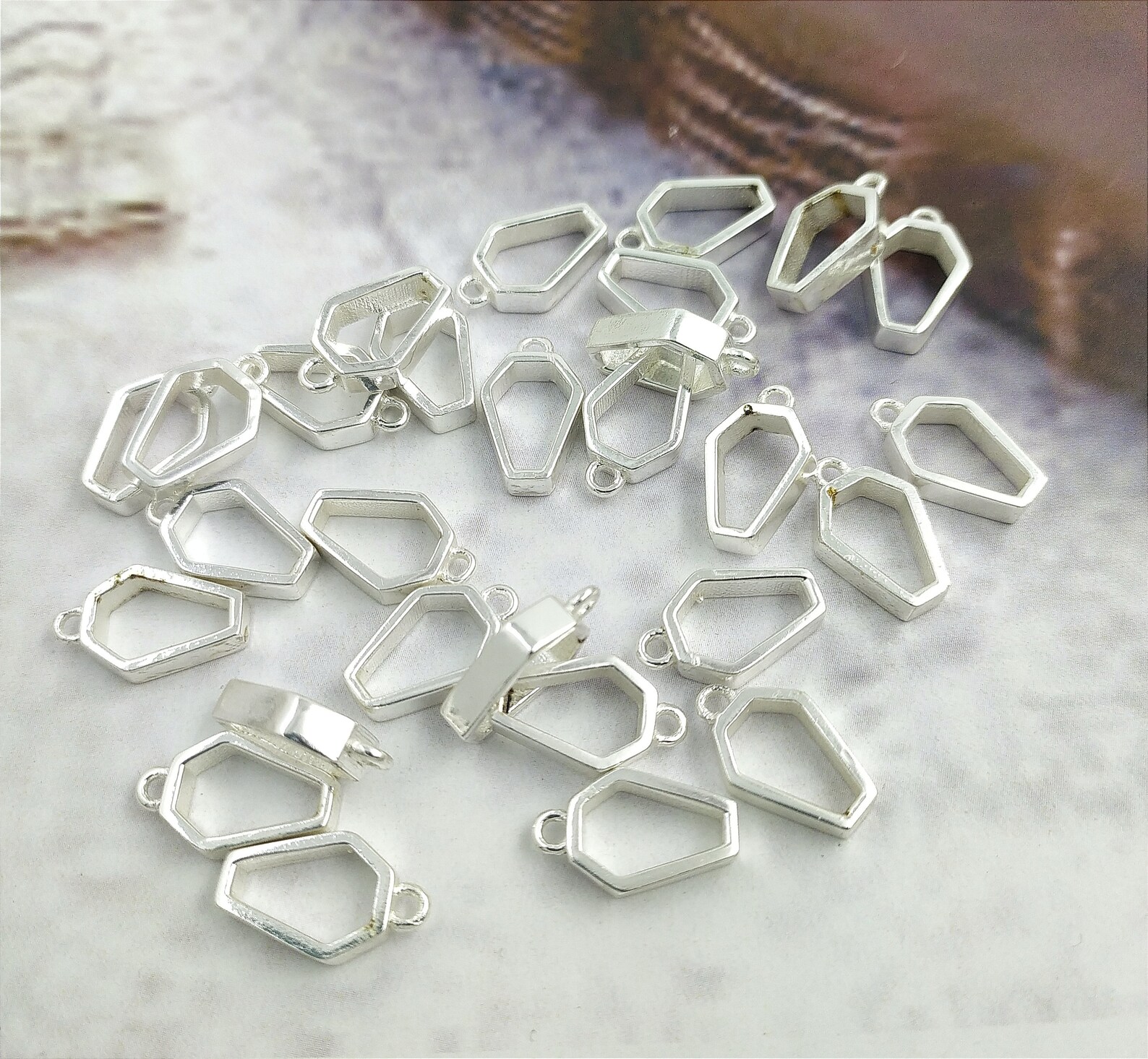 Small Coffin Charms Frames. Open Back Bezel Frames. Hollow Charm Bezel ...