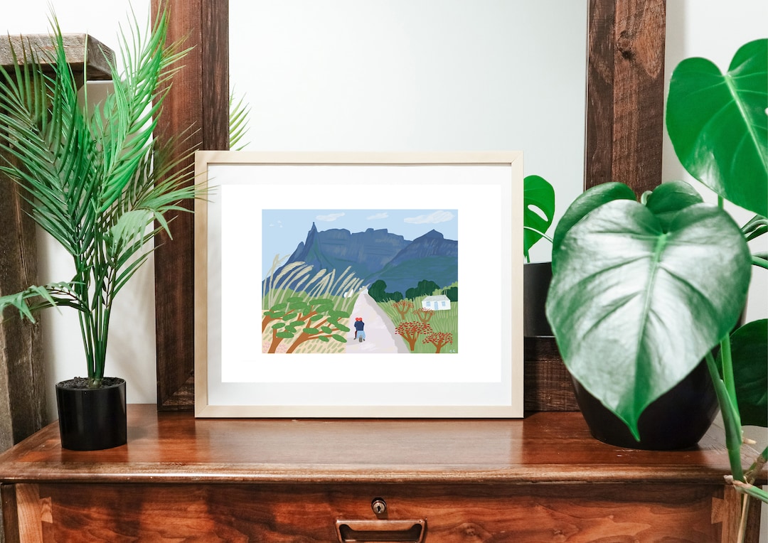Travel Art Print / Mauritius / Illustration / Moka Mountains ...