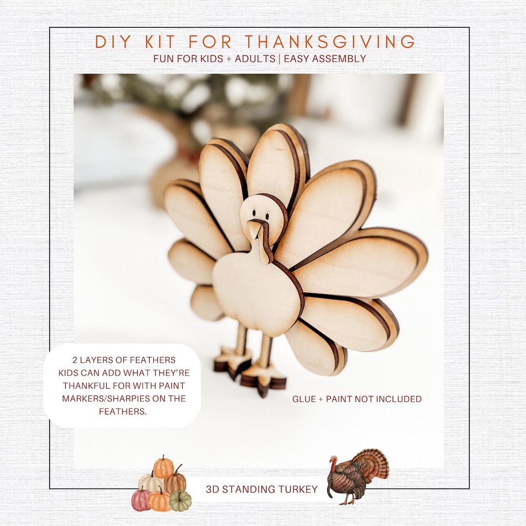 Thanksgiving Turkey DIY Kit 3D Turkey Activity Kit - Etsy