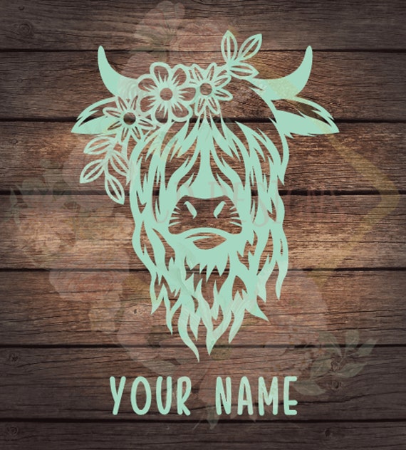 Highland Cow Floral Decal Cow Car Decal Heifer Decal | Etsy