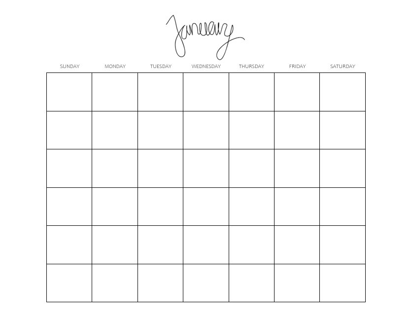Monthly Blank Calendar Cursive Style Simple Calendar, 11x8.5 Inches ...