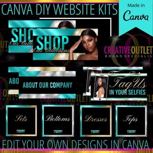 Turquoise Glam Website DIY Canva Templates - Etsy