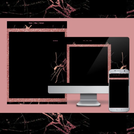 Shopify or Wix Website Template Ecommerce Rose gold black | Etsy