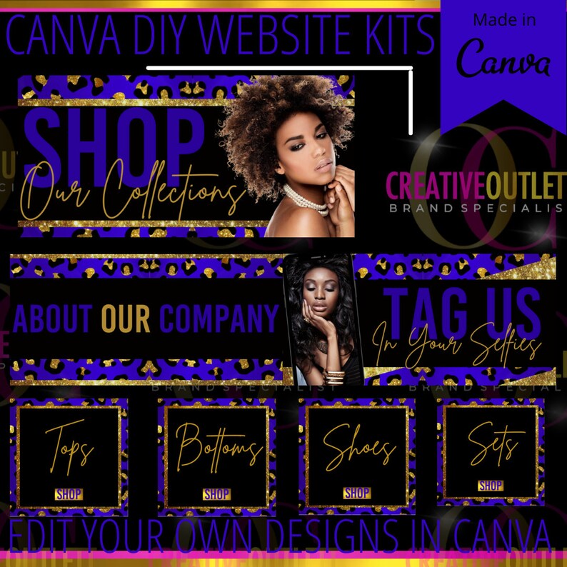 Royal Blue DIY Canva Templates - Etsy