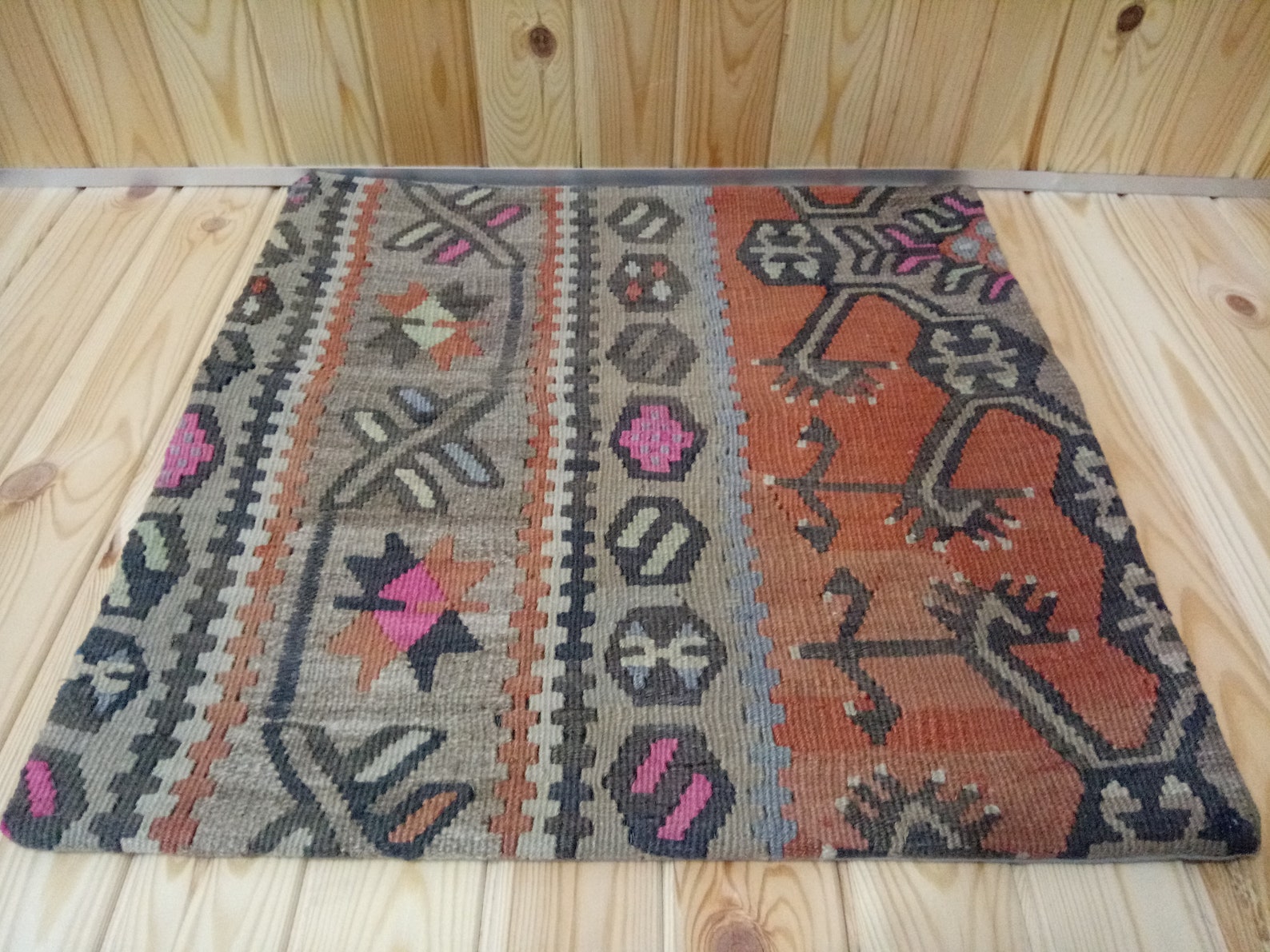 Big Size Pillow 24x24 Inches Geometric Design Turkish Etsy
