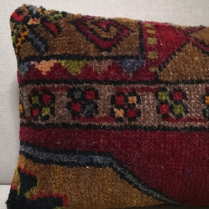 Rug Pillow Red 8x16 Inches Turkish Anatolian Lumbar Pillow Turkish Rug ...